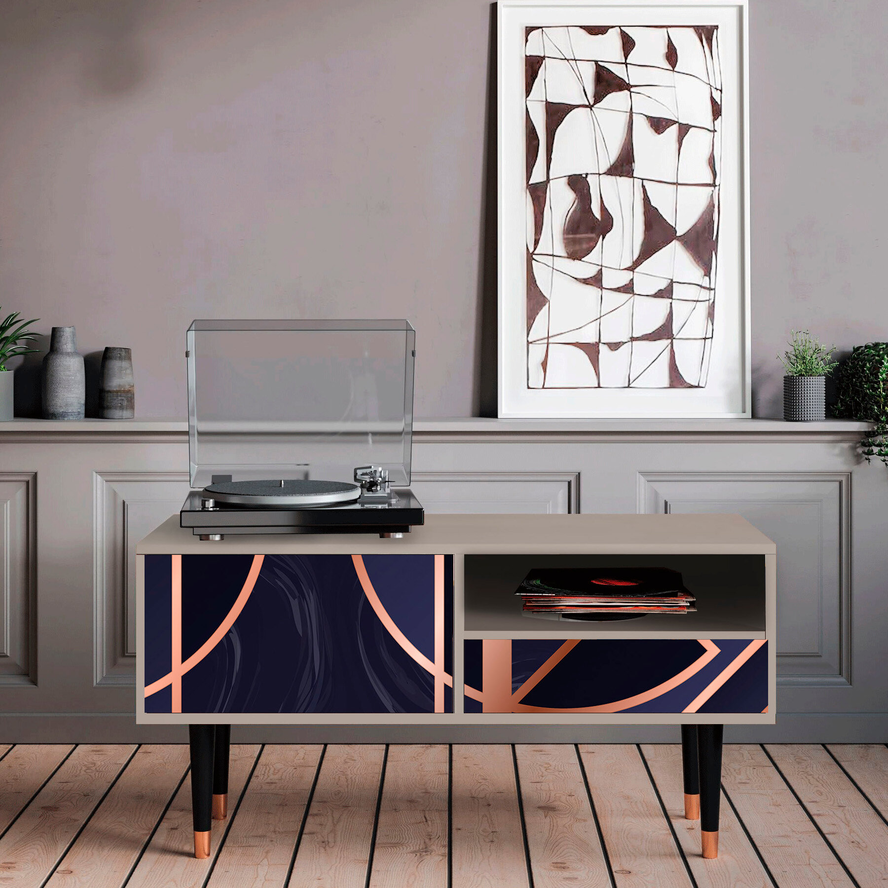 ТВ-Тумба - STORYZ - T3 Purple Temple, Размер - 115 x 59 x 48 см, Цвет корпуса - , Сатин