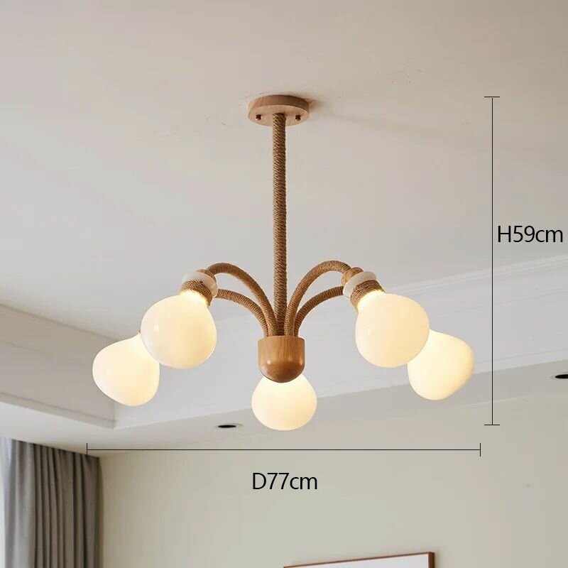 Люстра Из Бревен И Пеньковой Веревки Выполнена В Теплом Стиле Ретро. Светодиодные Лампы Для Украшения Дома, Подходящие Для Ресторанов, Гостиных, Спален И Баров.