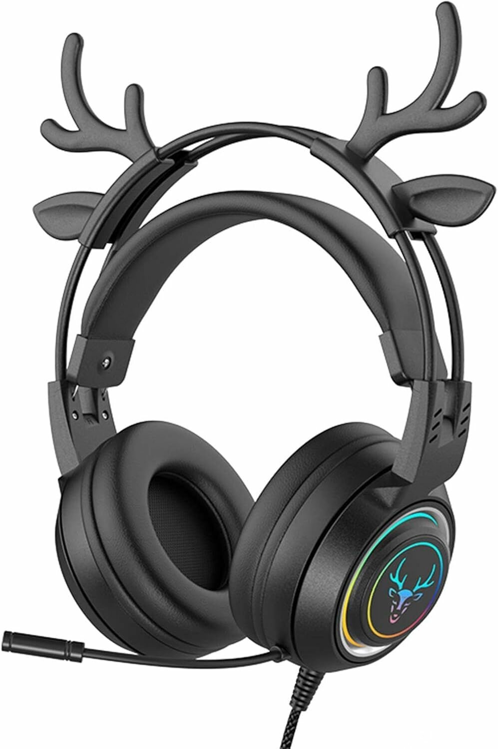 Игровая гарнитура с шумоподавлением над ухом, микрофоном, объемными басами и мягкими наушниками с памятью для ноутбуков