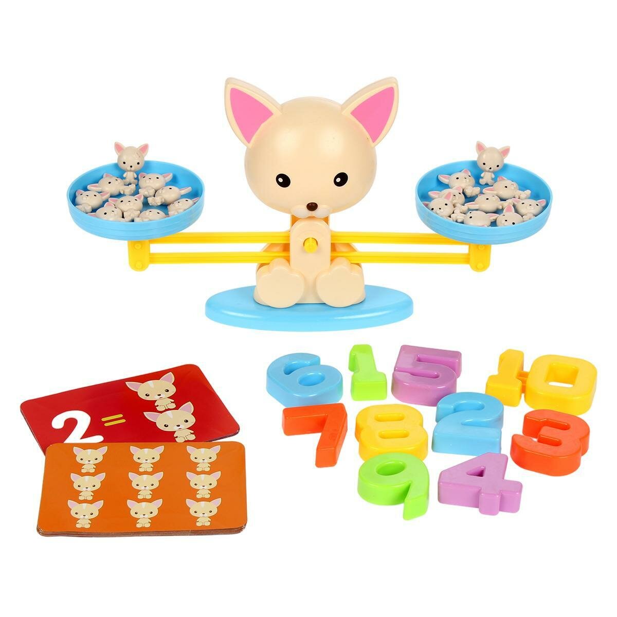 Развивающая игрушка весы 'Котенок', обучение счёту, 26,5х7,5х26,5 см, пластик