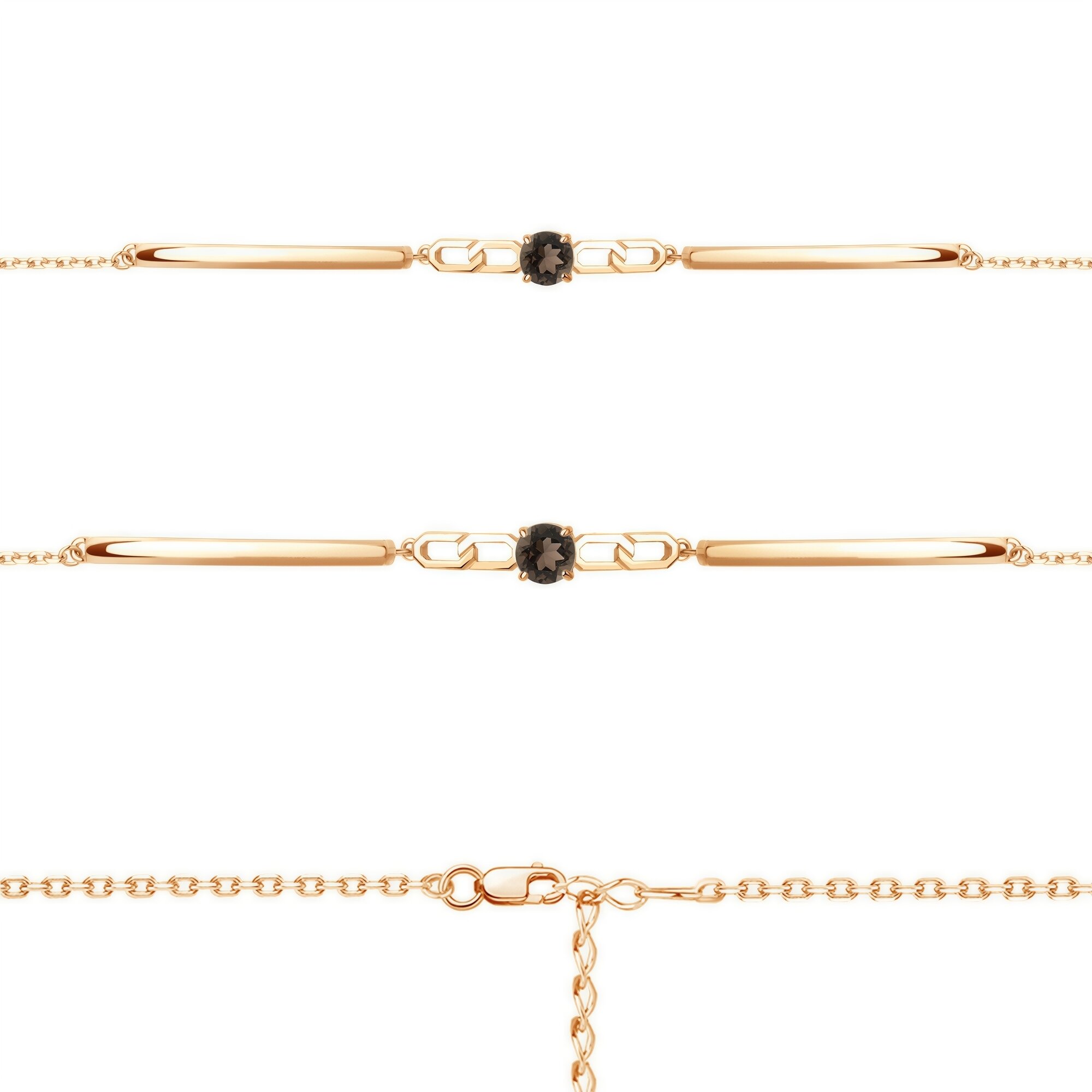 Браслет, серебро, 925 проба, золочение, кварц