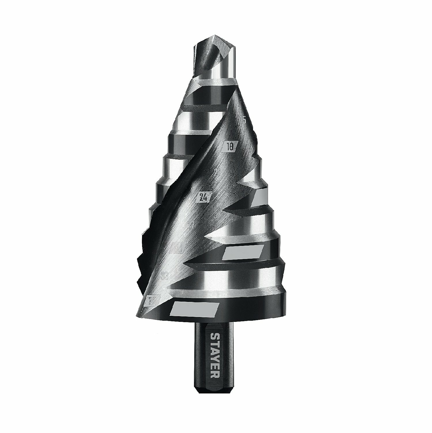 STAYER Pro-Max 9-36мм, 10 ступеней, винтовая спираль, сверло ступенчатое (29661-9-36-10) (29661-9-36-10)