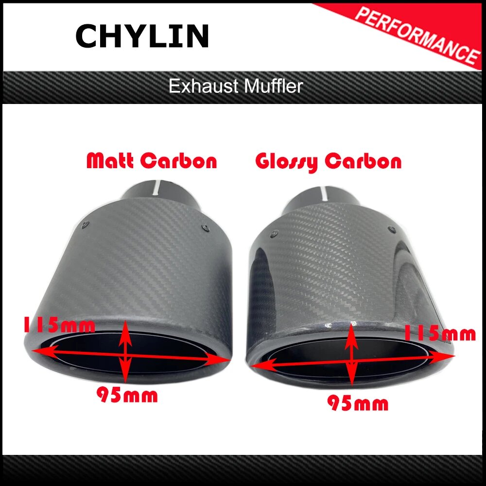 1 шт. овальные наклонные 95*115 мм автомобильные выхлопные трубы из углеродного волокна с двумя наконечниками, глянцевые черные выхлопные трубы из нержавеющей стали, глушители для Ak 63-115MM Glossy Oval