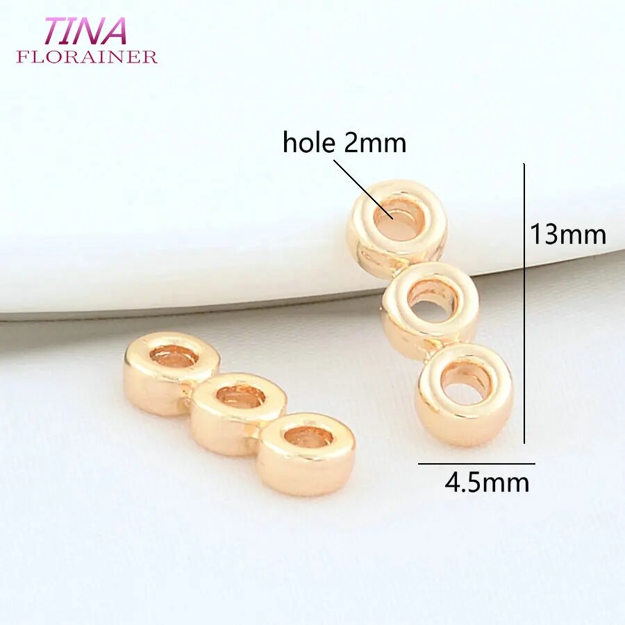 Фурнитура Florainer Tina, бусины позолоченные, 20PCS, Style 1-3 Holes