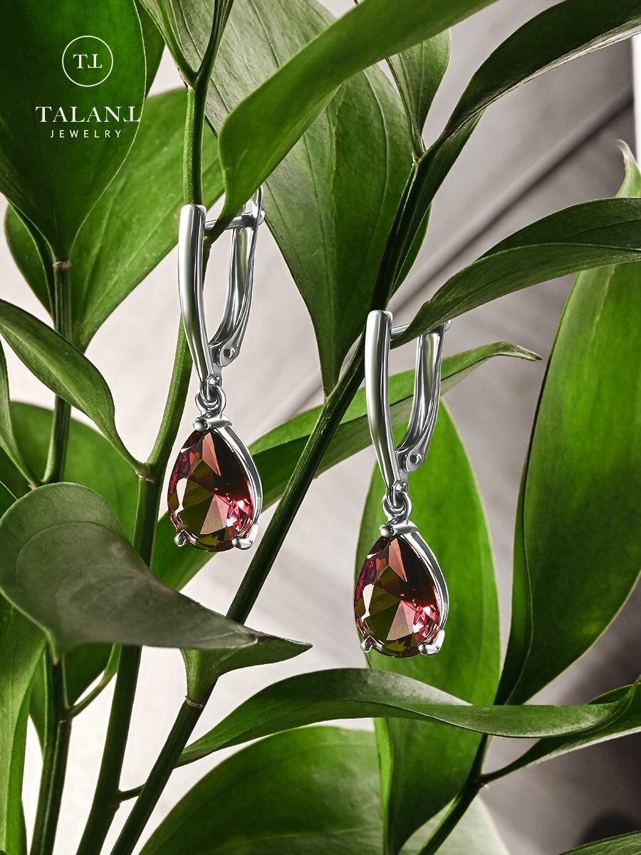Серьги с подвесками TALANT, серебро, 925 проба, кварц синтетический, , серебристый — фото 1