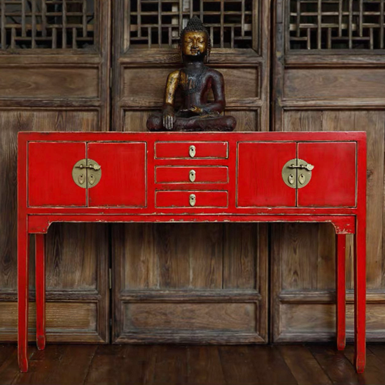 Консоль с ящиками для хранения в старинном стиле Lagrave (красный)