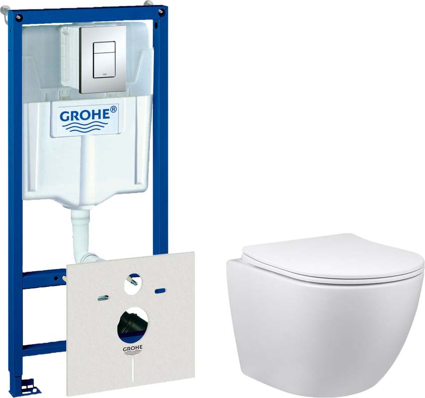 Комплект Унитаз подвесной Vincea Globo VT1-14 + Инсталляция Grohe Rapid SL 38772001 3 в 1 с кнопкой смыва + Шумоизоляция 37131000