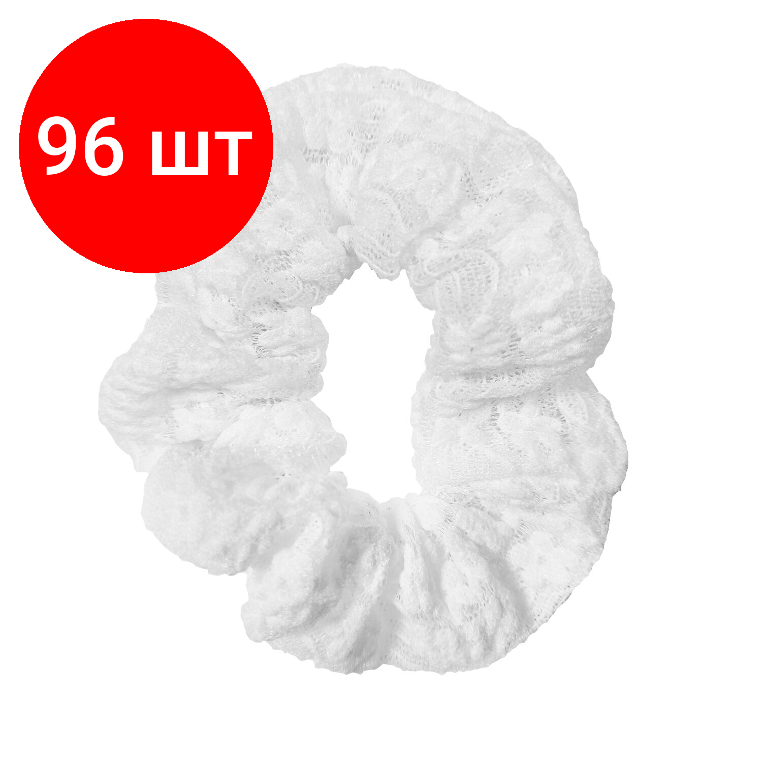 Комплект 96 шт, Резинка для волос 3*22 см, скранч, белый, MONTE VITA 457121