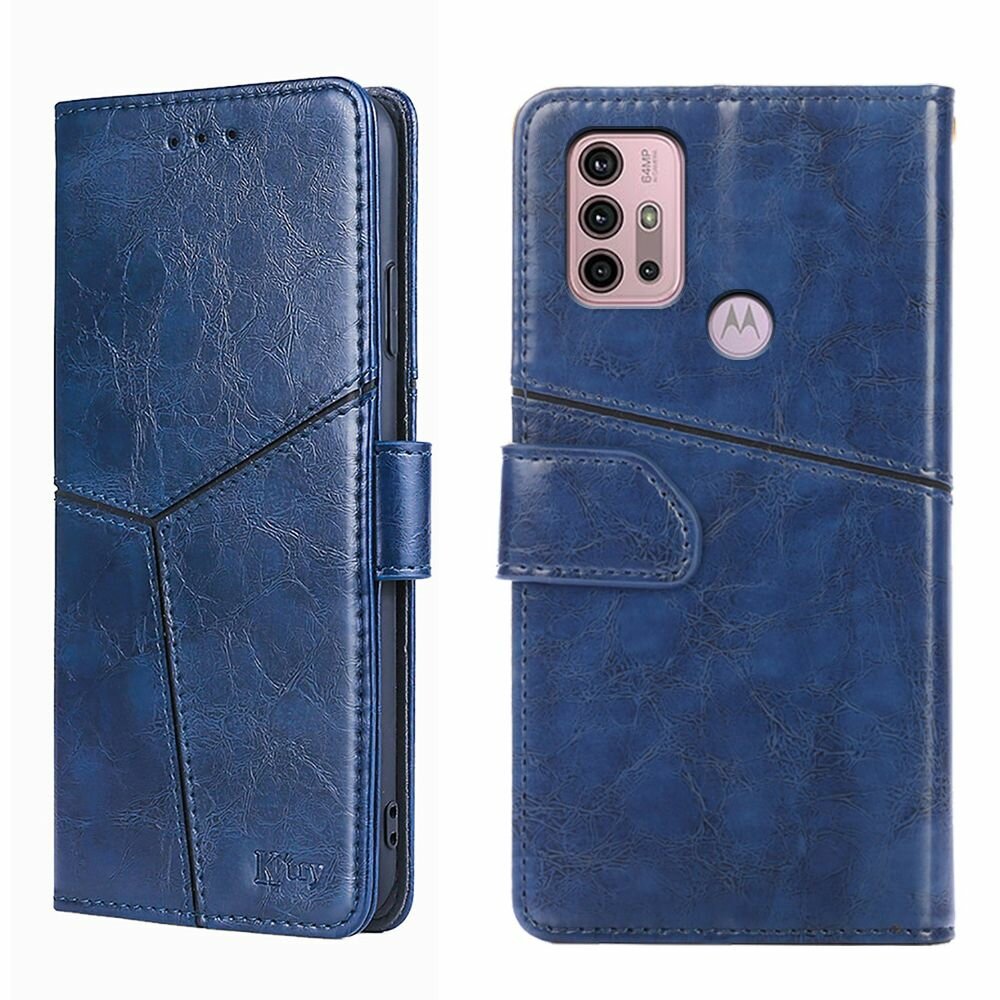 Чехол-книжка MyPads для Motorola Moto G30 / G20 / G10 / Моторола Мото G30/G20/G10, объединяет геометрию (темно-синий)