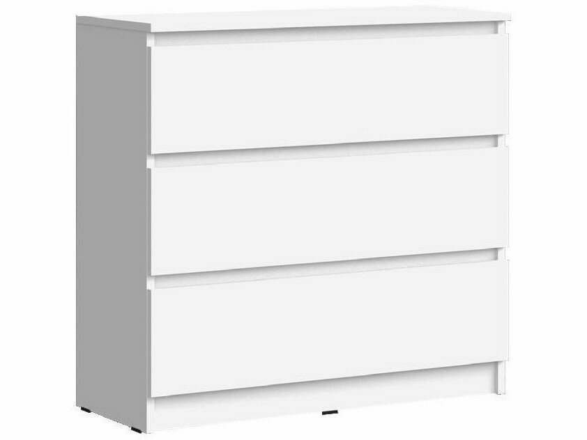 Комод 800 в современном стиле, 3 ящика, Белый глянец, Белый (ЛДСП)