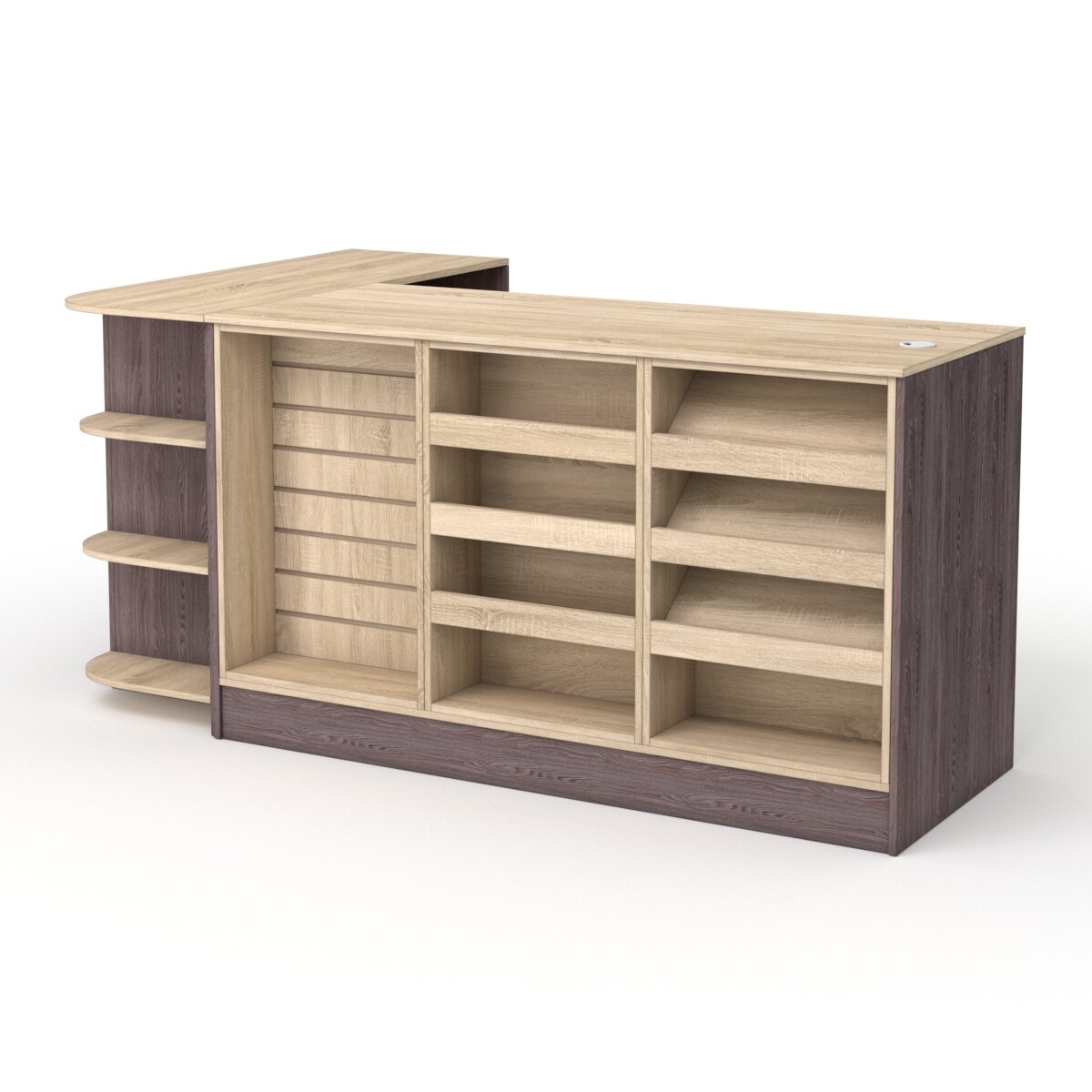 Кассовый стол "ривьера" №4 левосторонний, Ясень Анкор и Дуб Сонома