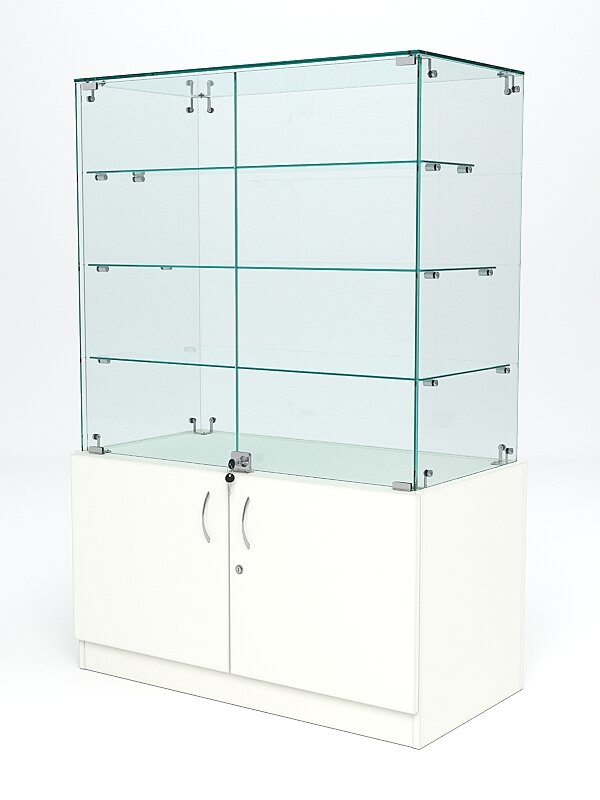 Витрина стеклянная "истра" островная №301 (с дверками, фасад - стекло), Белый