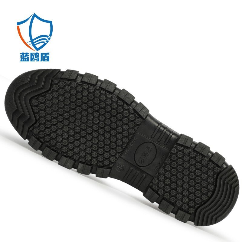 Blue Seagull Shield Labor Protection Shoes Men's Anti-slip Chef Shoes Anti-smashing Anti-stabbing LA Labor Safety Certification Cowhide Steel Toe Steel Bottom Plate High Temperature Resistant Rubber S