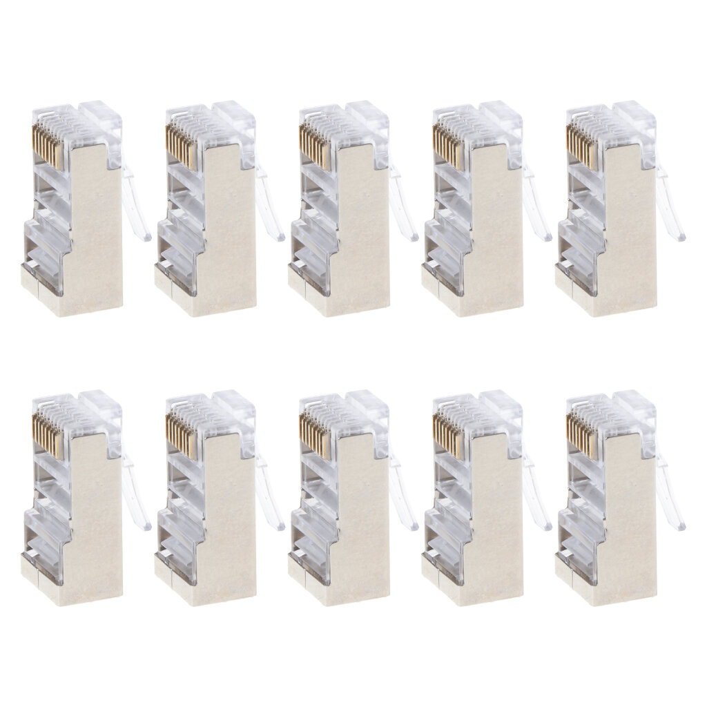10шт Cat6 8-Контактный RJ45 8P8C Экранированный Многожильный Обжимной Модульный Штекерный Разъем