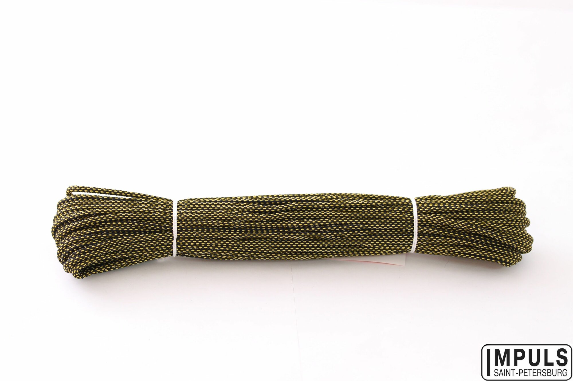 Тканый шнур IMPULS (полипропилен), 3 мм, черный+желтый, 20 м