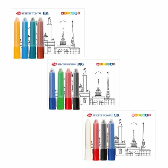 Гелевые мелки "Цветик", 4 цвета и открытка