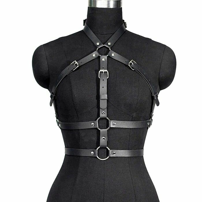 Портупея Оки-Чпоки для БДСМ женская, на грудь, PU, размер S, черный