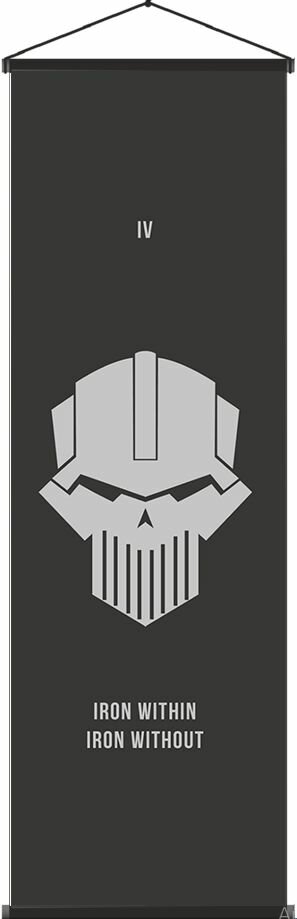 Вертикальный штандарт флаг легиона Железные Воины Космодесант Астартес Warhammer 40000, шёлк, 50х150 см