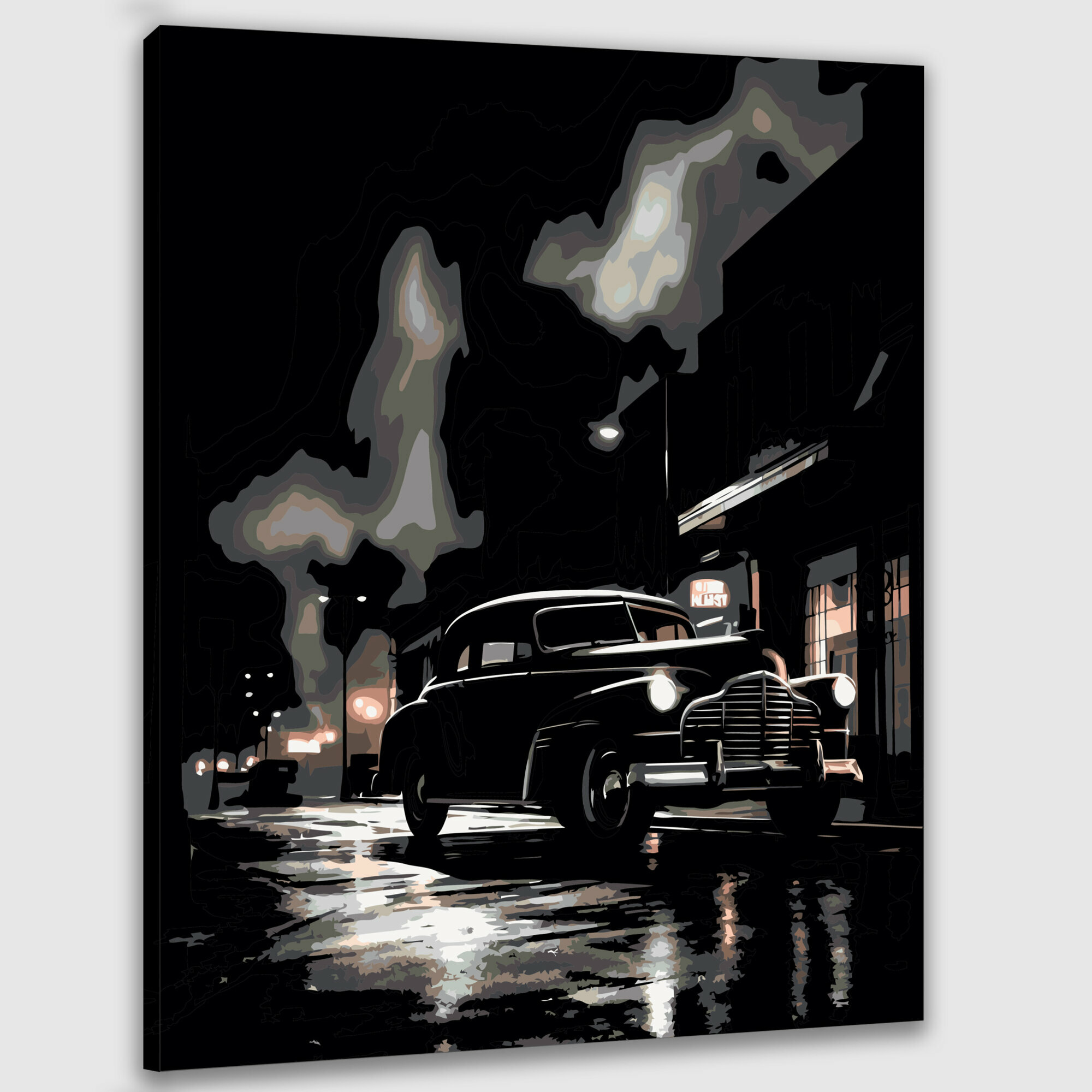 Картина по номерам 40x50 см, черно-белая фотография, Скорпион, оживленные улицы, Город грехов, тени