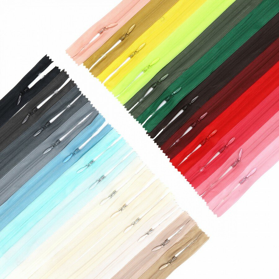 Молния MaxZipper пласт. потайная N3 50см н/р, ассорти N 5 25цв х 2шт