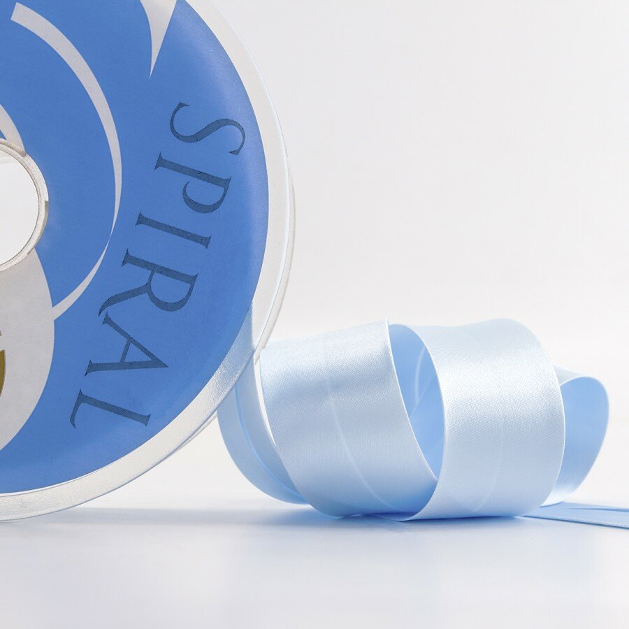 Косая бейка атласная 30 мм, 25 м, цвет 51, бледно-голубой