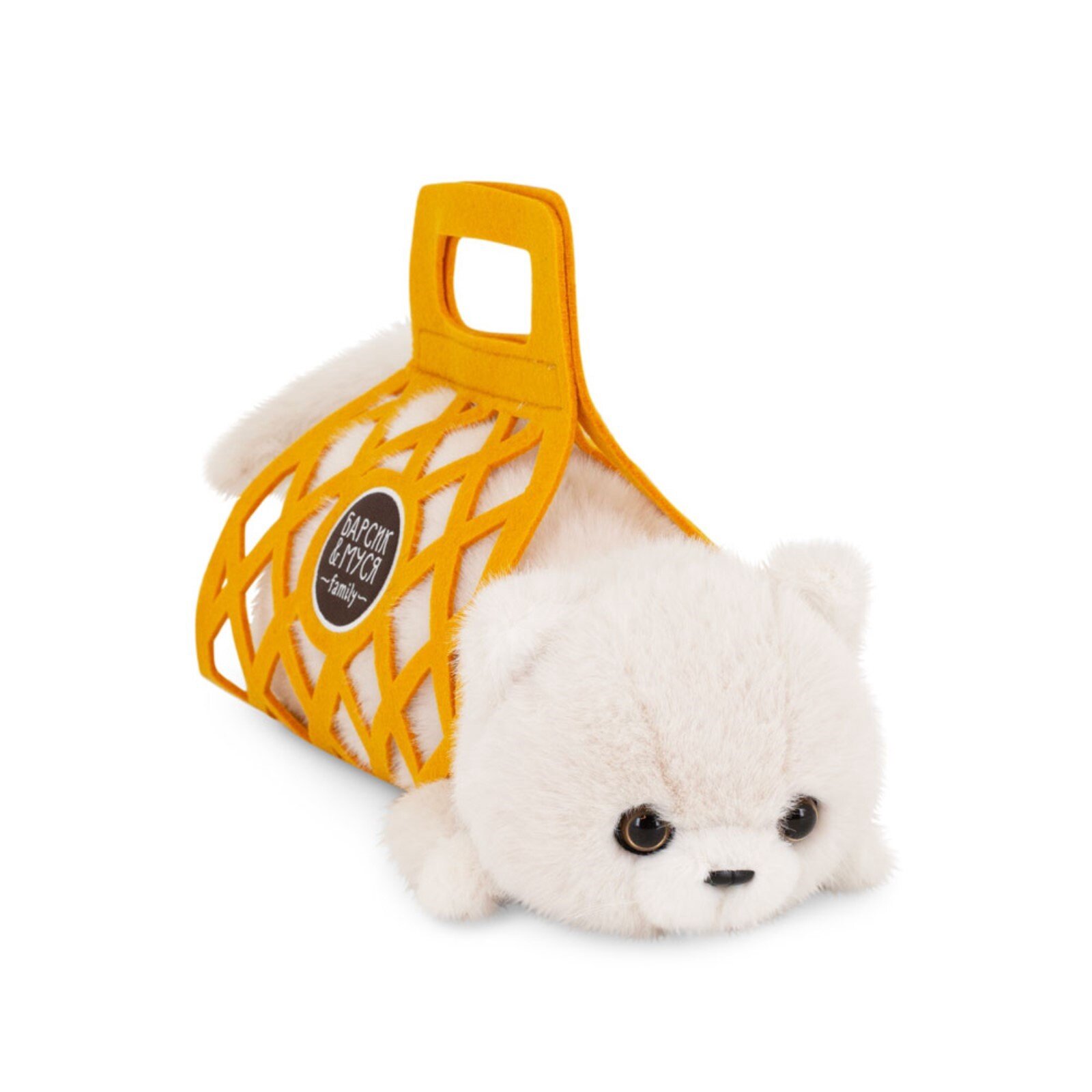 Мягкая игрушка Orange Toys «Кот Барсик» в сумке, белый, 35 см