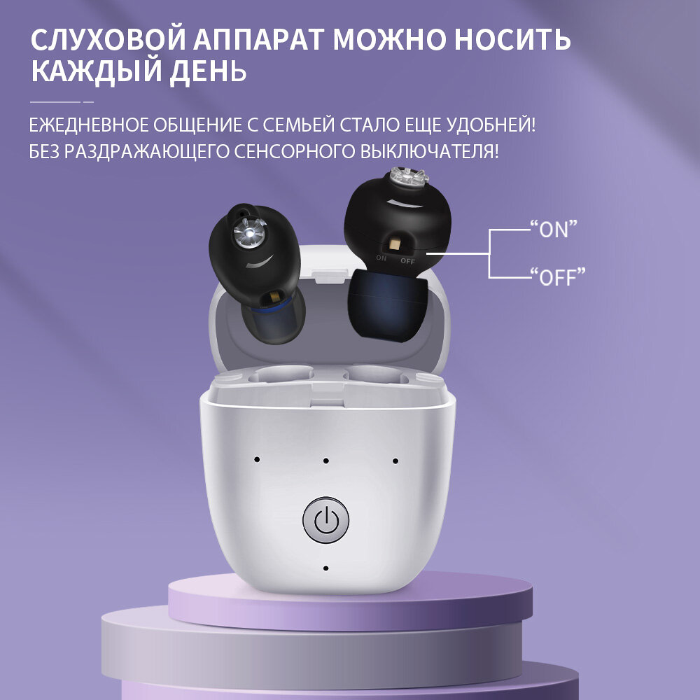 Беспроводной перезаряжаемый слуховой аппарат, бинауральный, умный усилитель с шумоподавлением