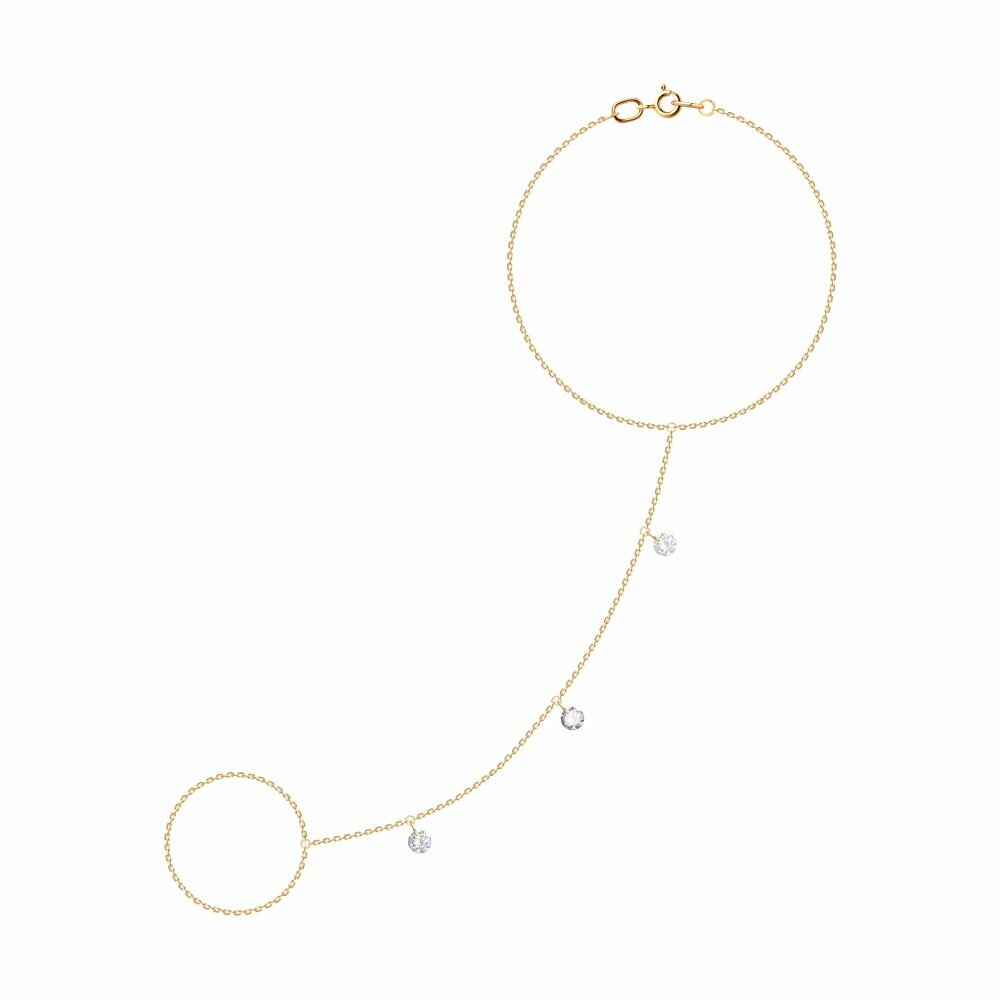 Браслет, красное золото, 585 проба, фианит