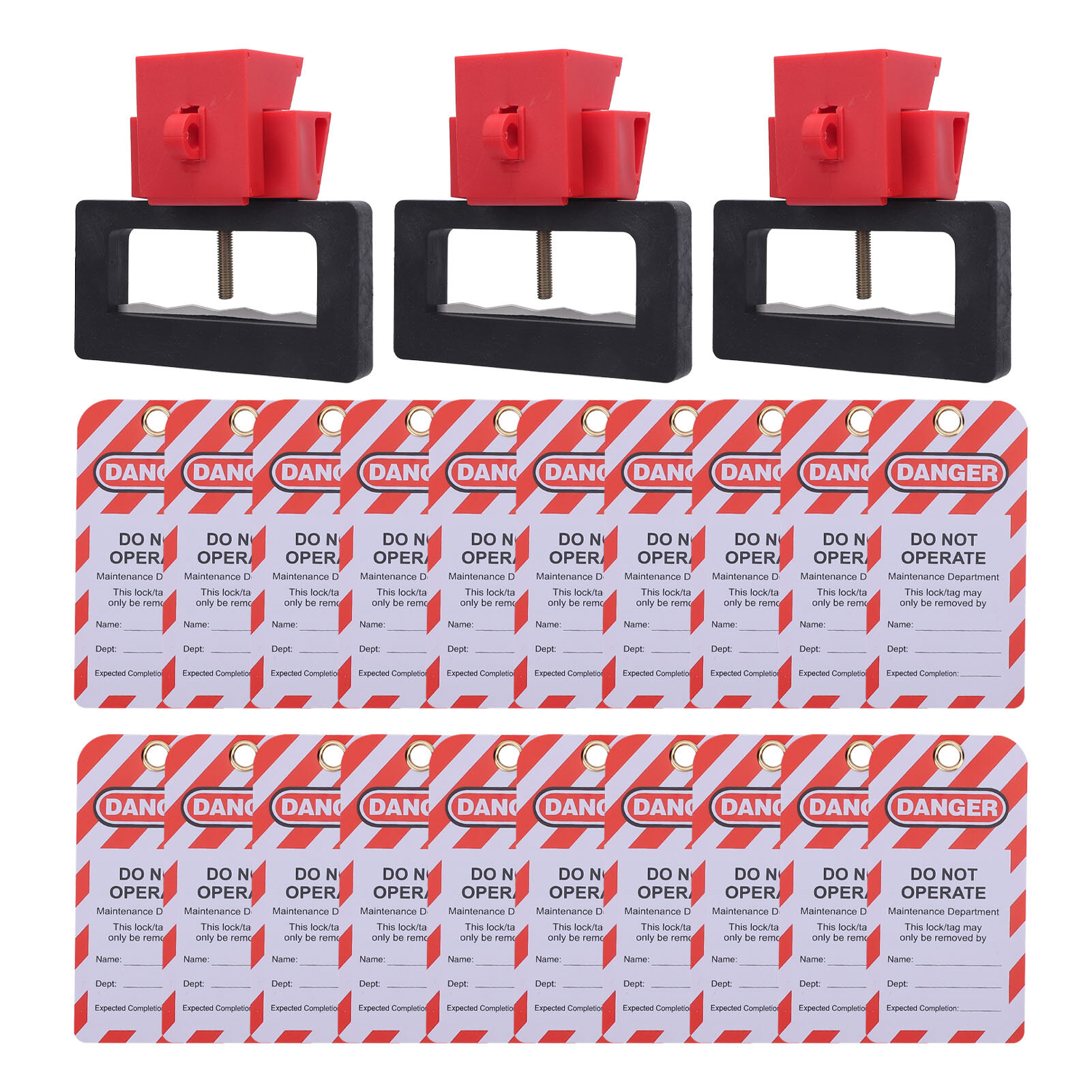 Комплект из 3 устройств блокировки автоматических выключателей с 20 бирками и нейлоновыми лезвиями для лотерейного терминала.