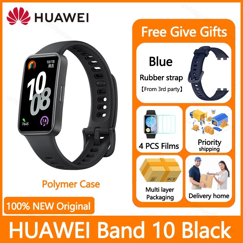 Huawei Band 10 Black, Blue Strap