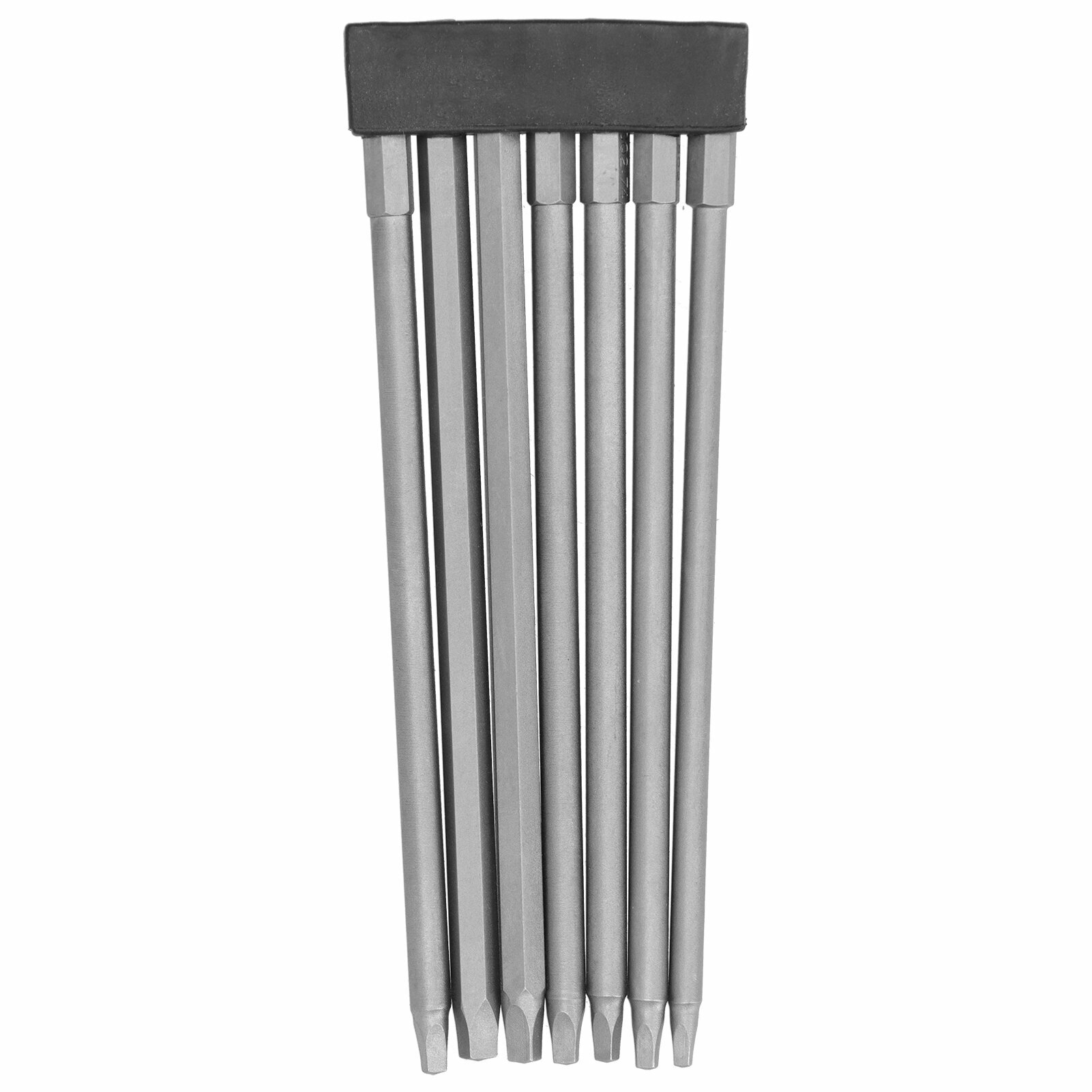 Набор из 7 квадратных электрических отвёрток из хромованадиевой стали с шестигранной рукояткой, длина 150 мм, 1 защитный чехол.