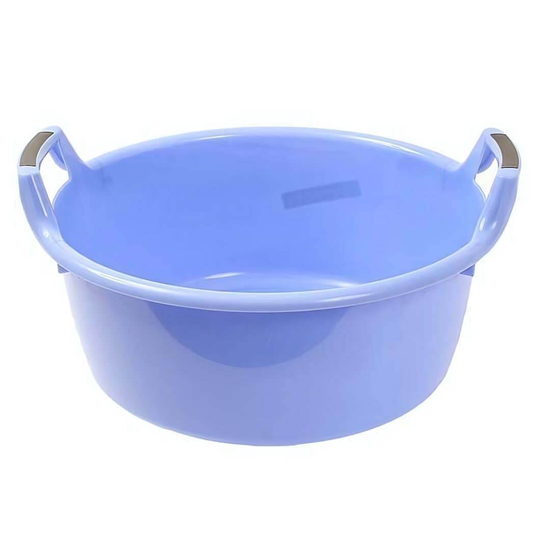 Таз пластиковый 16л круглый с ручками, светло-синий, для стирки и уборки