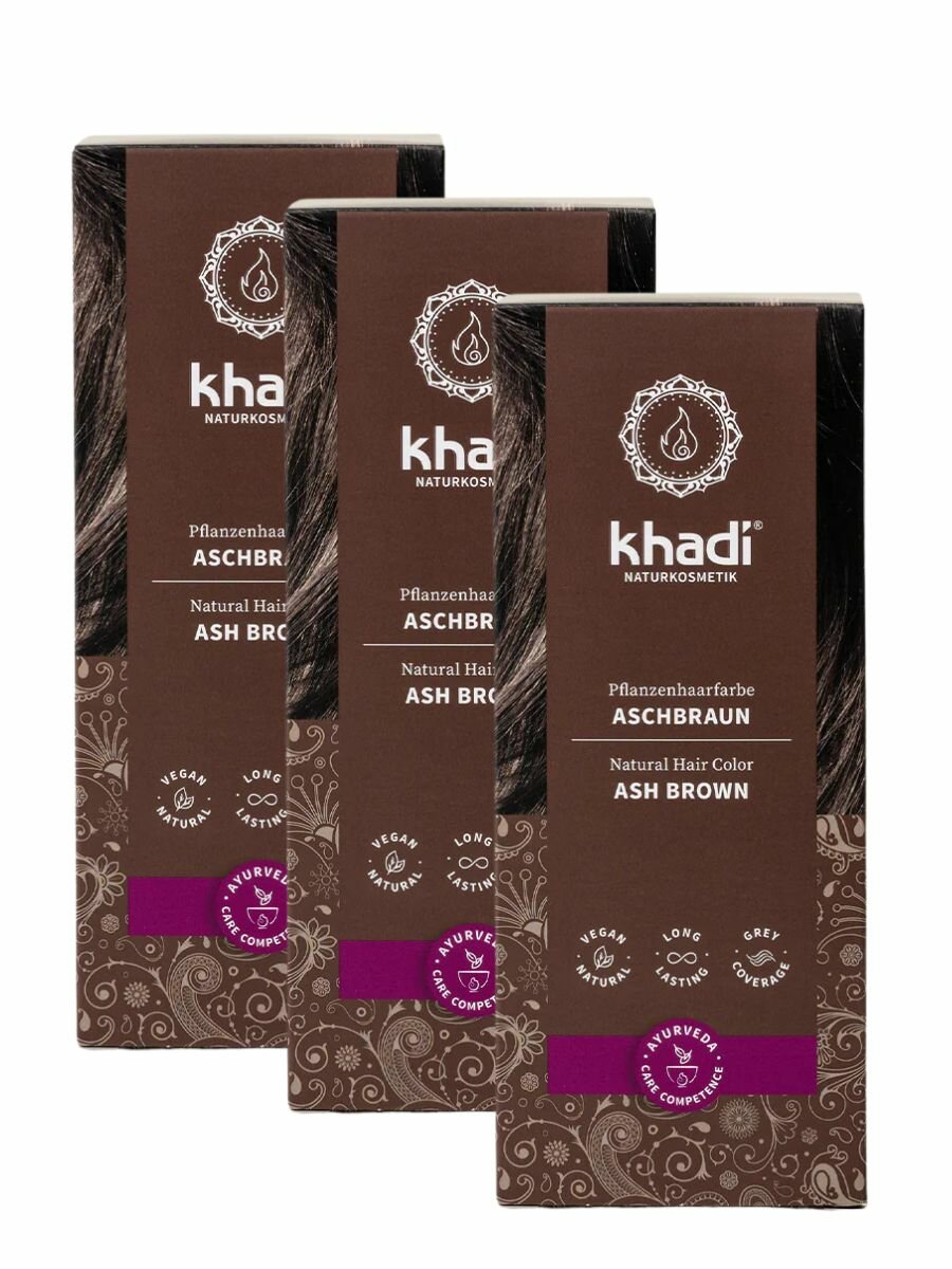 Пепельно-коричневый оттенок - натуральная краска для волос Khadi Naturprodukte, 300 гр