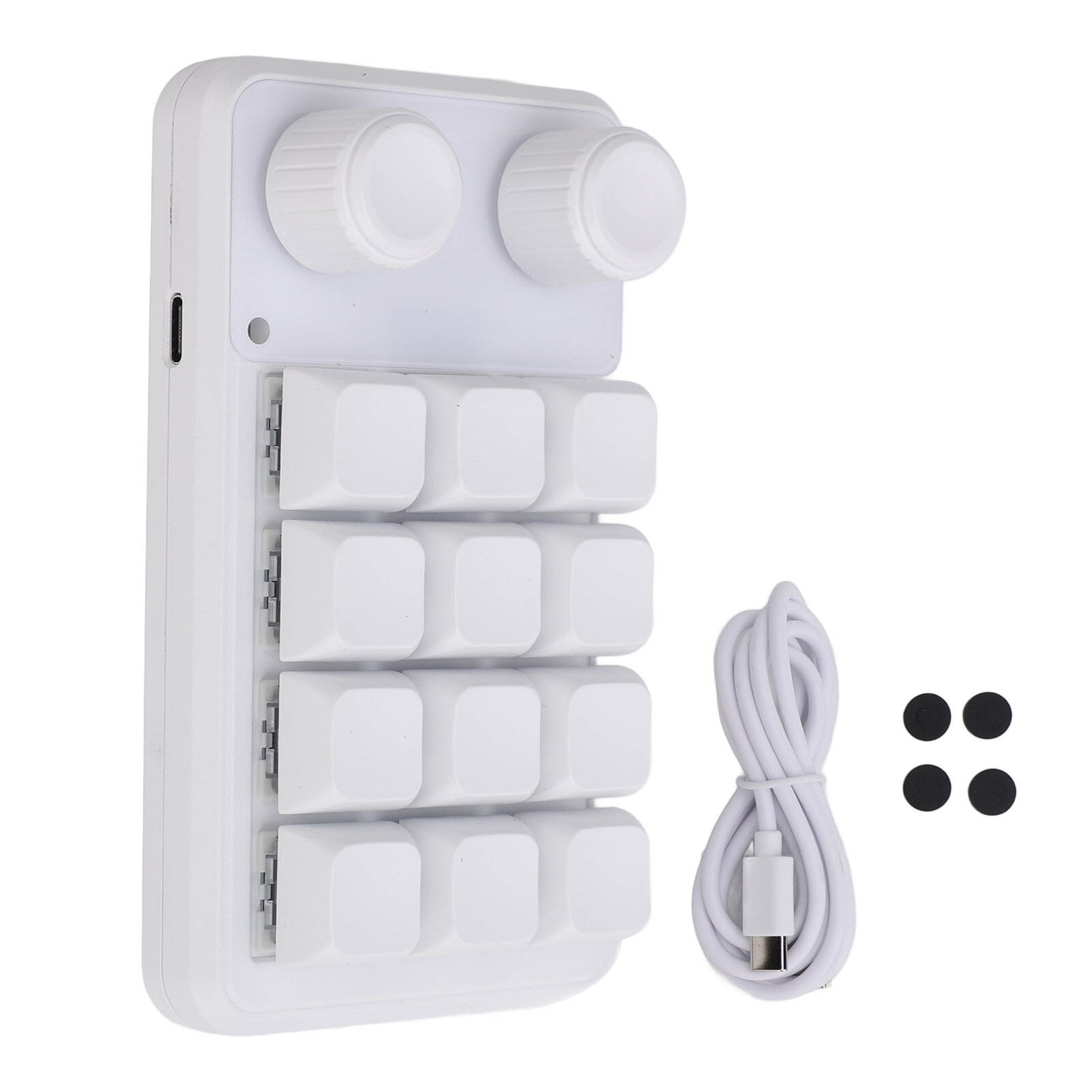 Компактная 12-клавишная клавиатура с двумя регуляторами и RGB-подсветкой, проводная, Type-C, синие переключатели, программируемые макросы, механическая клавиатура.