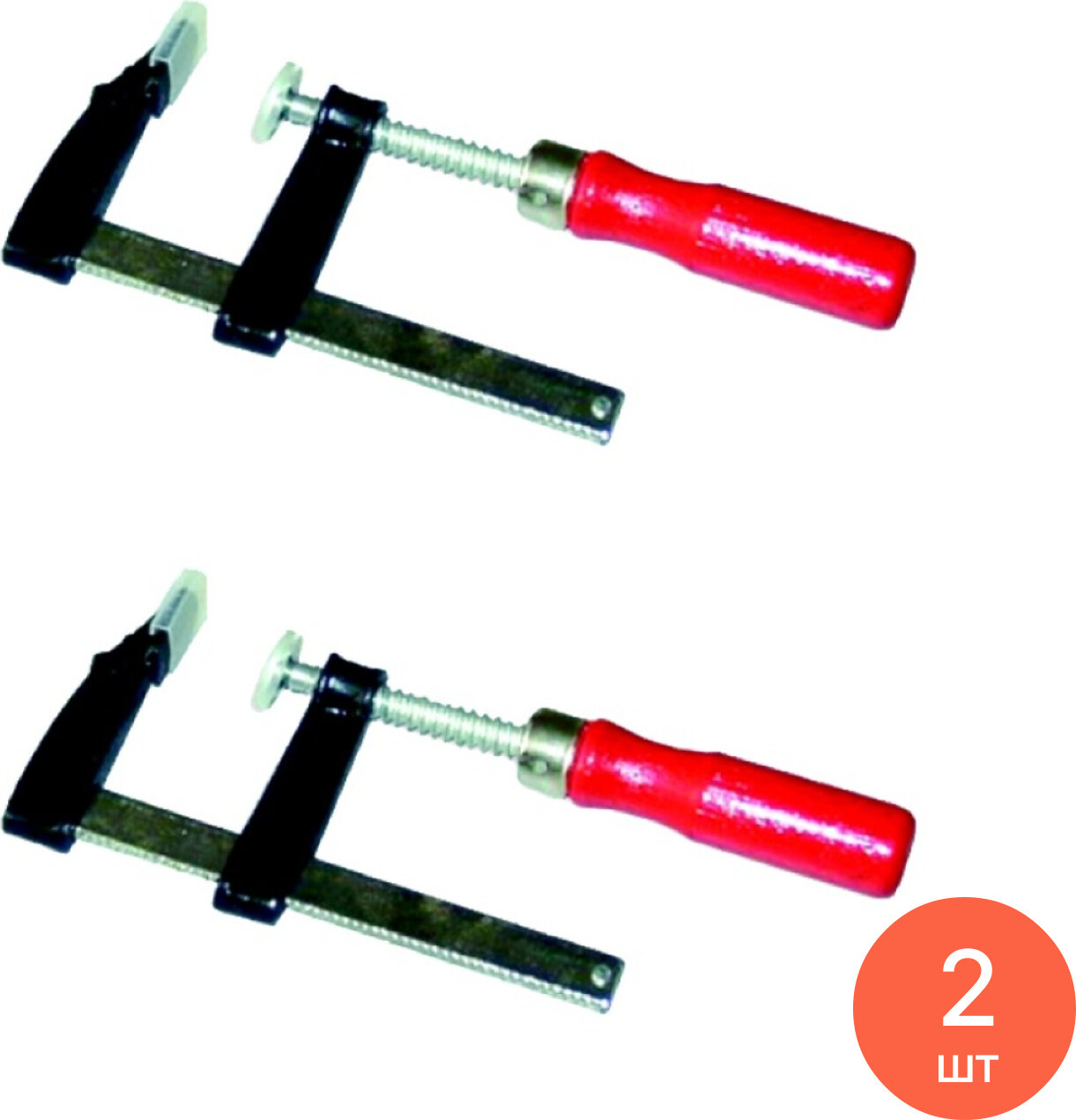 Струбцина 888 слесарная, f-образная, универсальная, стальная, деревянная рукоятка, черная, 200х50мм / инструменты (комплект из 2 шт)