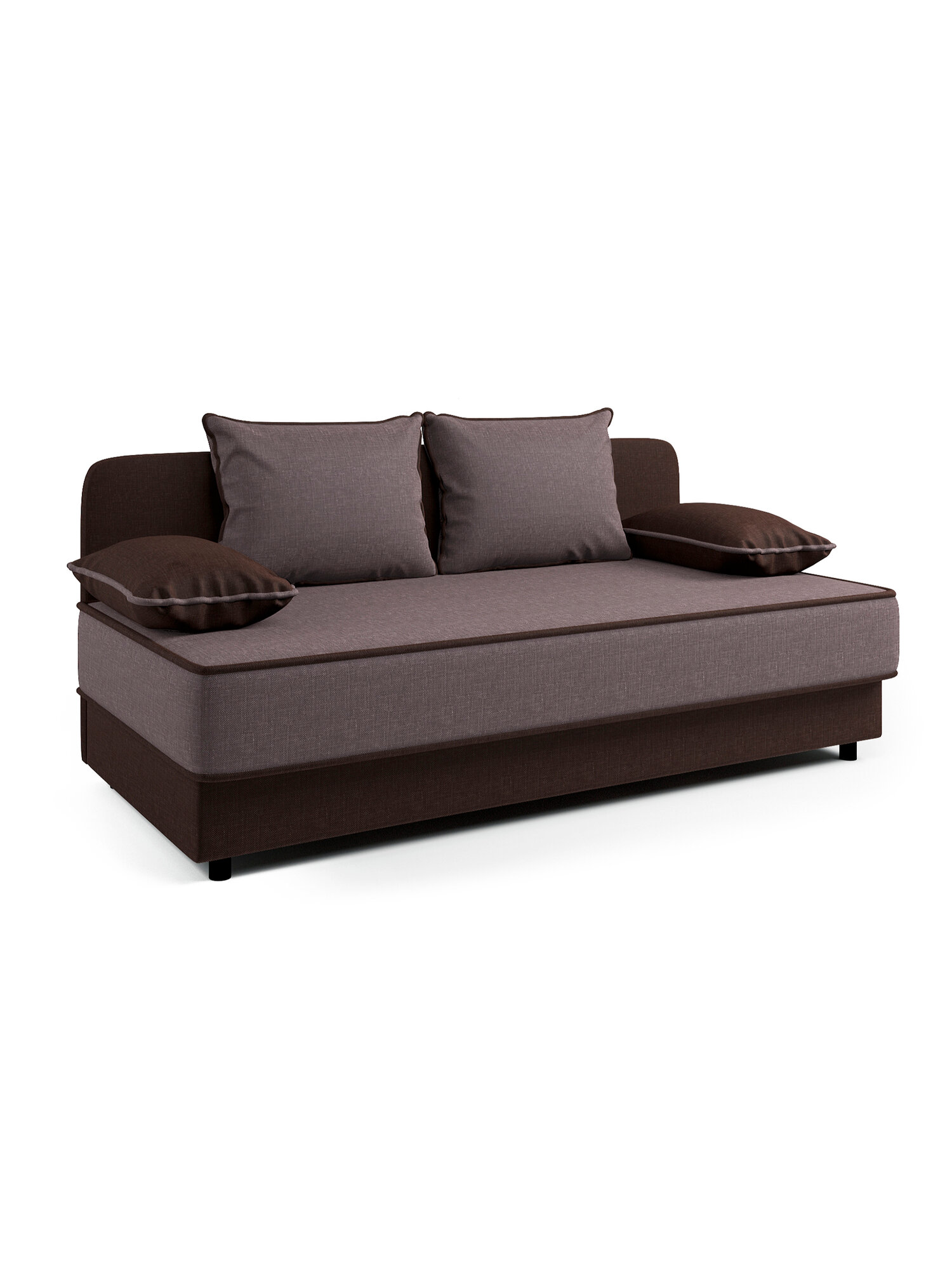 Диван кушетка Прима 194х81х82 см, подъемный механизм, ящик для белья, рогожка шоколад и латте