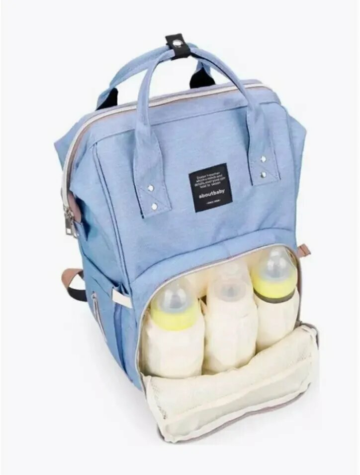 Сумка-рюкзак с термо-карманом для мам Maitedi / Сумка на коляску / Универсальный рюкзак для мамы и ребенка, голубой