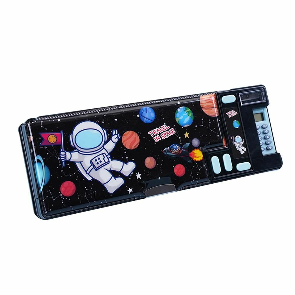 Пенал/Студенческий многофункциональный двухслойный /с калькулятором и точилкой для карандашей/Магнитный интерфейс, водонепроницаемый и прочный