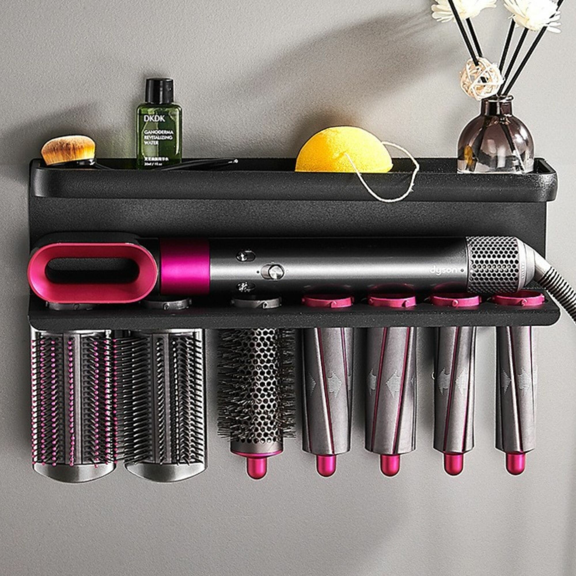 Подставка держатель для стайлера фена Dyson (Дайсон) настенная черная/ Полка для хранения фена