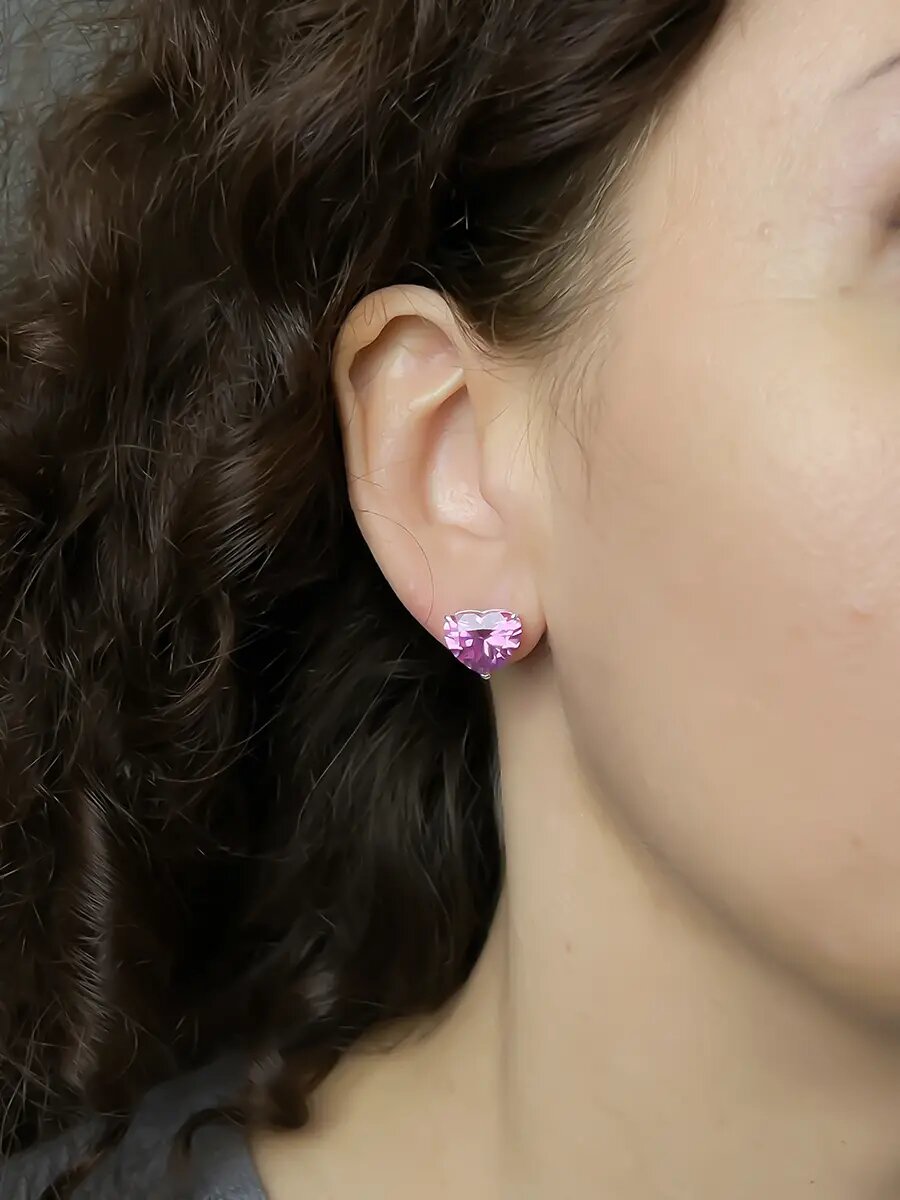 Серьги пусеты, серебро, 925 проба, сапфир синтетический