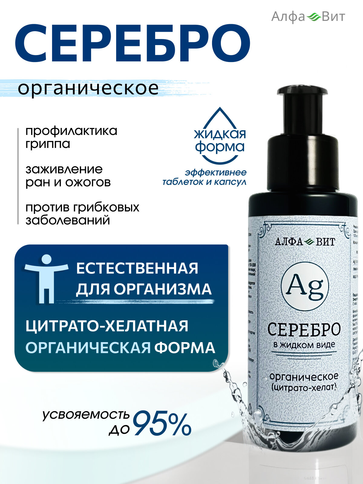 Серебро, серебро хелат, для иммунитета, защита от вирусов и ОРВИ