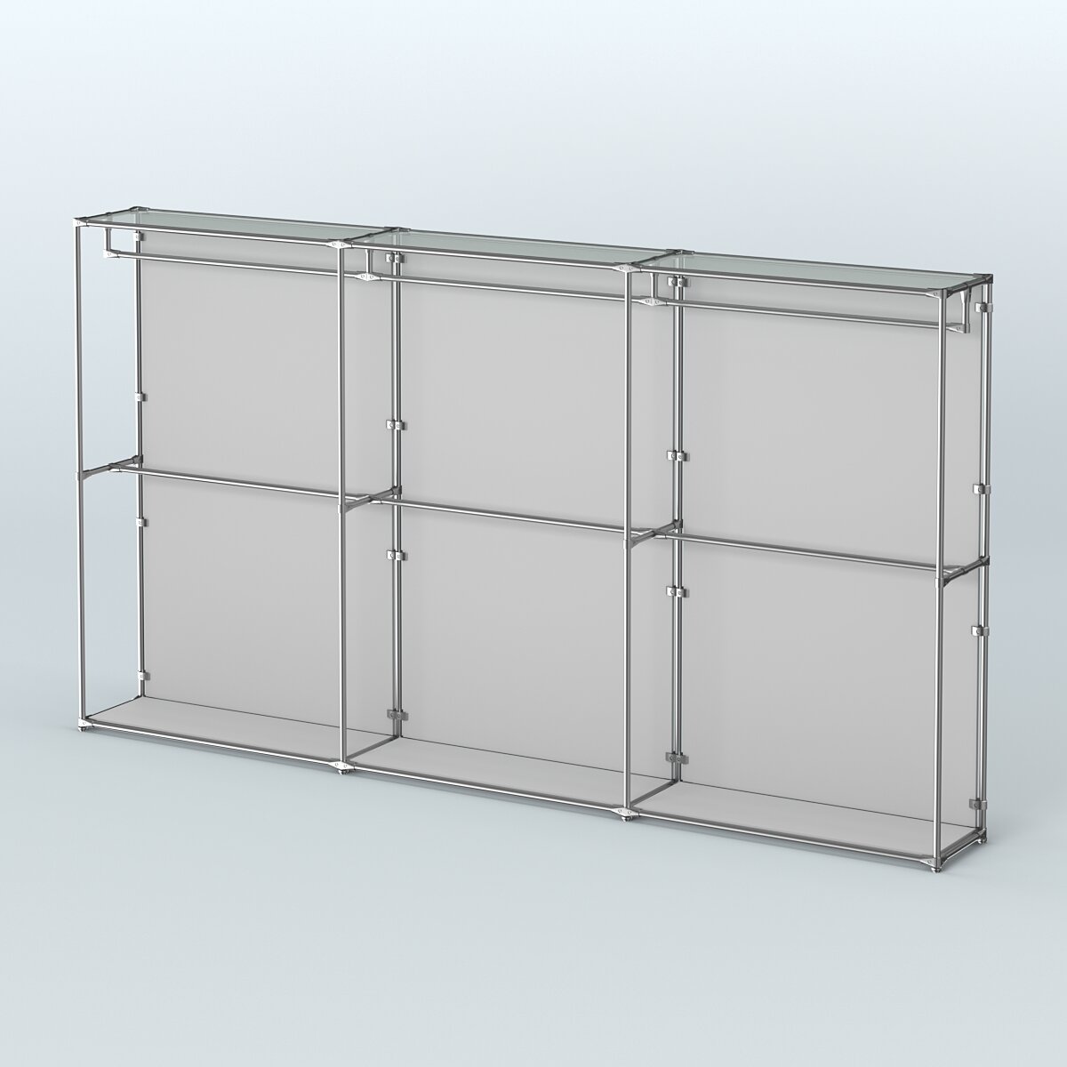 Торговая система хром (задняя стенка - ДСП) 3600 мм с поручнями №1, Серый