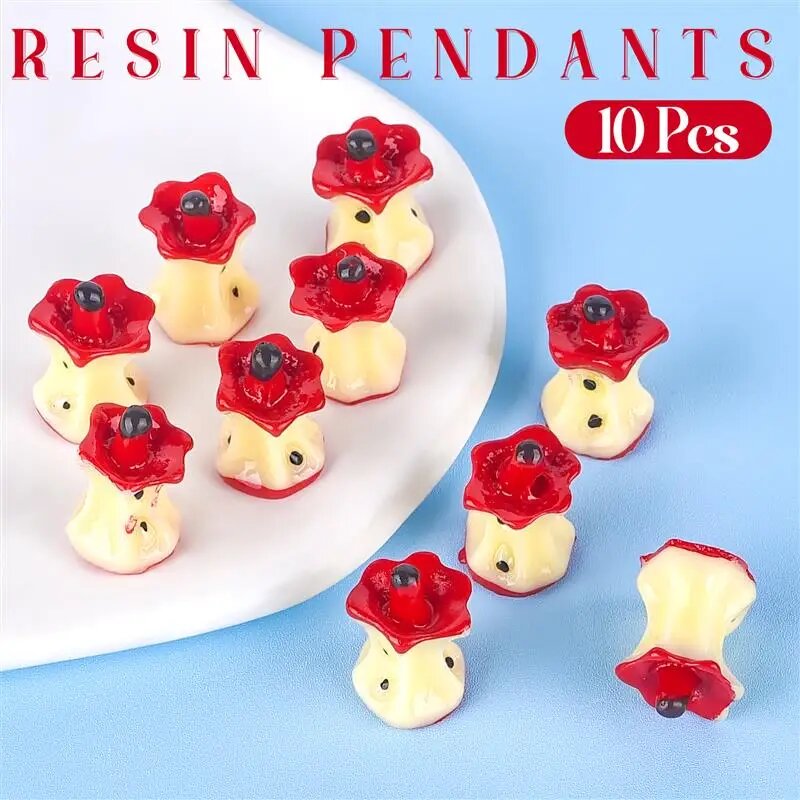 Подвески из смолы красные яблоки 10 шт