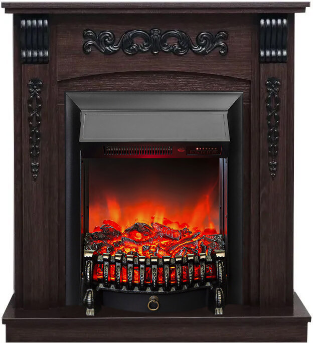 Электрокамин Fiesta венге с очагом Fobos Black, обогрев, звук потрескивания дров