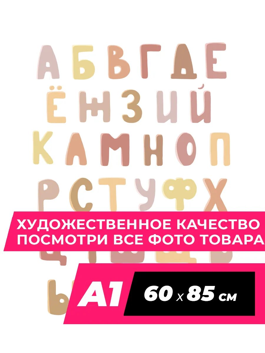 Плакат алфавит русский на стену стильные буквы A1