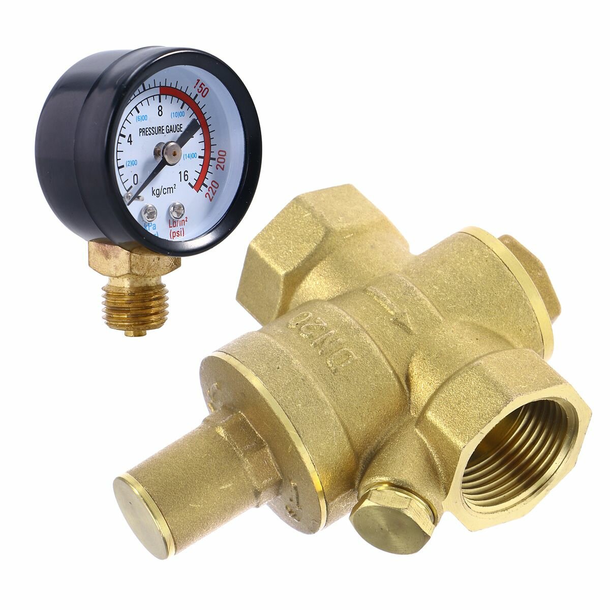 Редукционный Клапан, Латунный, С Манометром, Для Регулировки Давления Воды, 1 Комплект