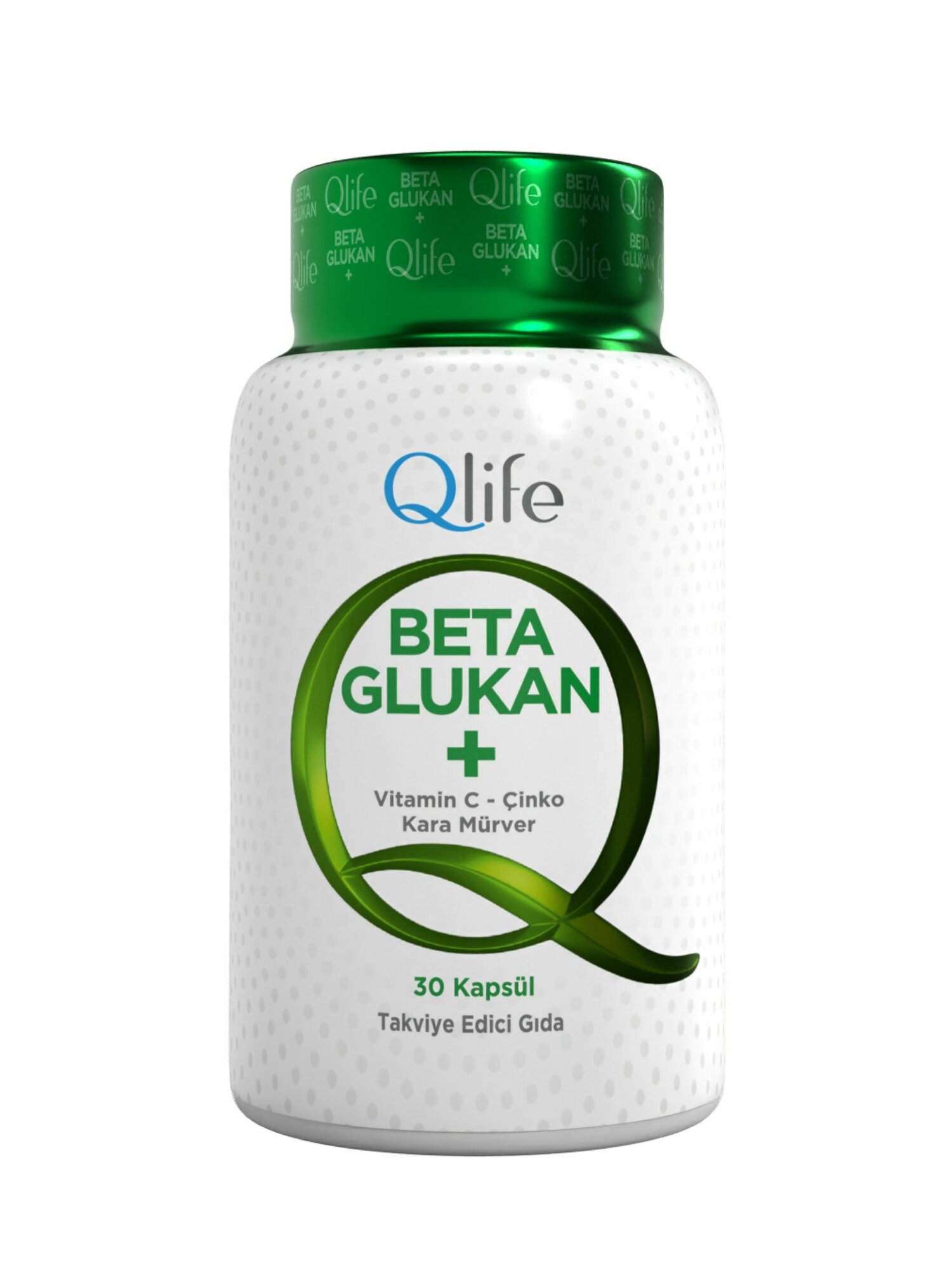 QLIFE Бета-глюкан Плюс с витамином C, капсулы 30 шт, для поддержки иммунитета, Турция
