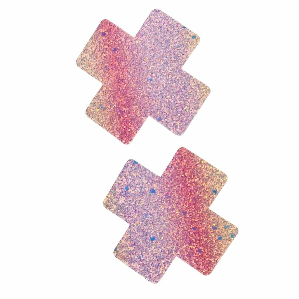 10 пар одноразовых сексуальных флуоресцентных наклеек на грудь с розовым и фиолетовым градиентным крестом