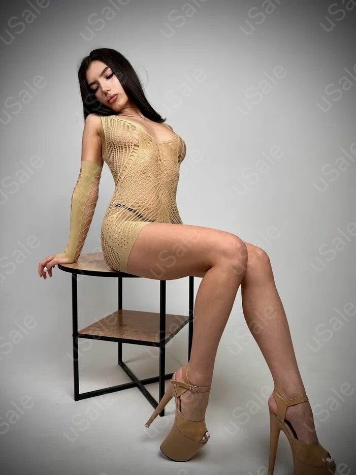 Соблазнительное сетчатое полупрозрачное женское боди платье в сетку