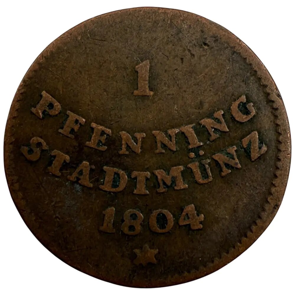 Германия, Аугсбург 1 пфеннинг 1804 г.